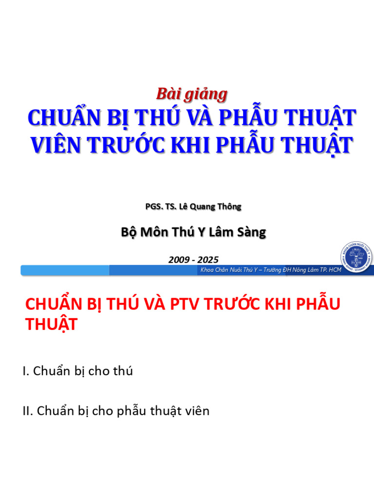 Bai 3. Chuan Bi Thu Va PTV Truoc Khi Phau Thuat | PDF