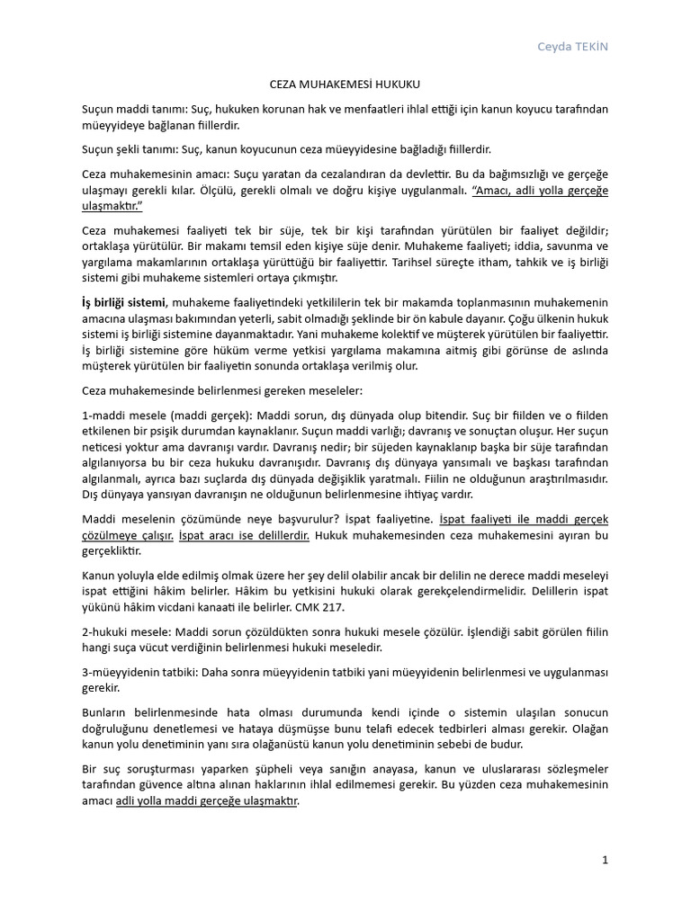 Ceza Muhakemesi̇ Hukuku Tüm Yil | PDF