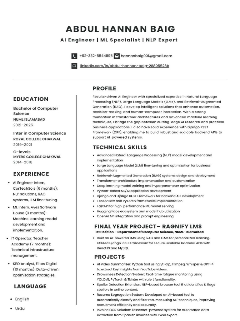 Resume Hannan Baig | PDF