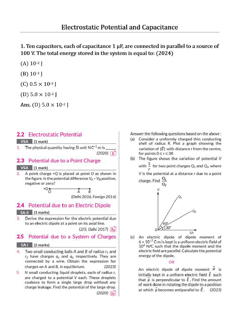 Electric Potential and Capacitance | PDF