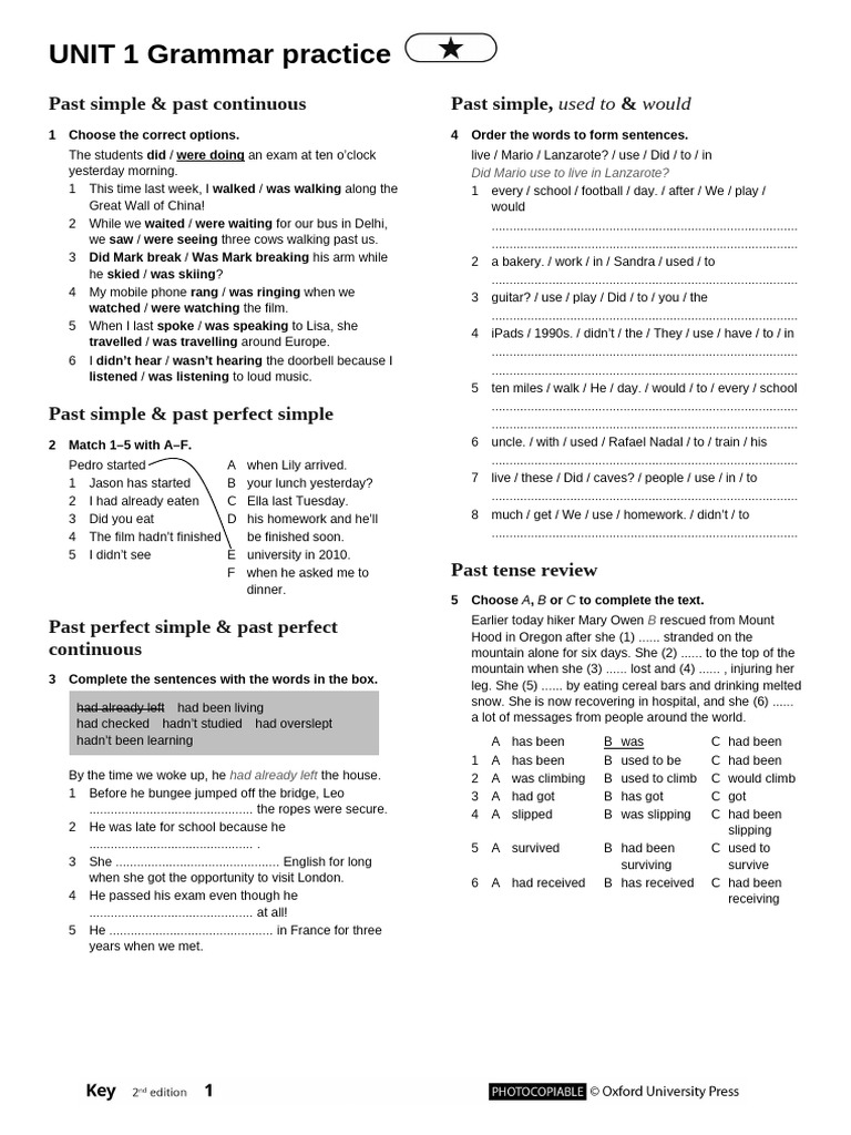 Key2e L1 Worksheets Grammar Unit 1 1star | PDF