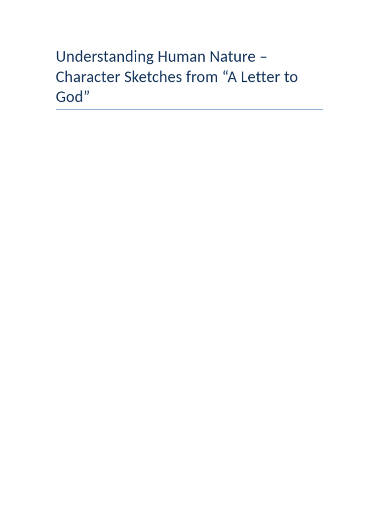 Understanding Human Nature Character Sketches | PDF | Faith | Empathy