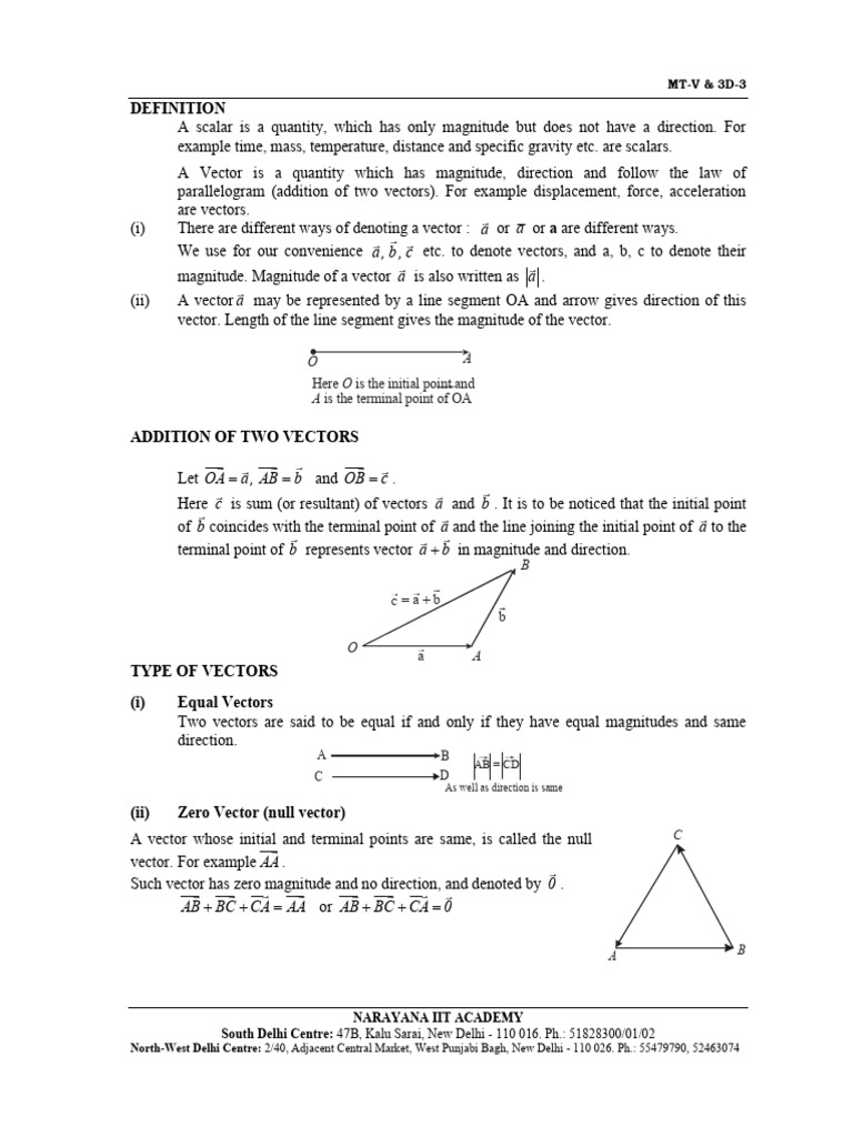 99 Vectors | PDF | Euclidean Vector | Classical Geometry