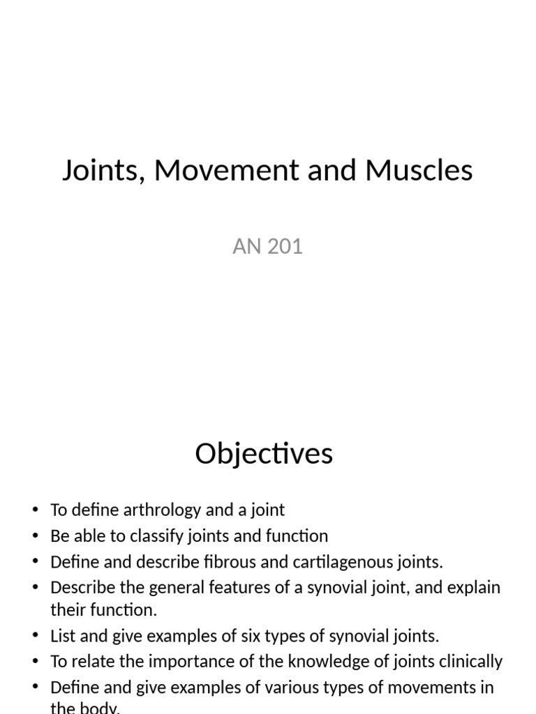 Joints, Muscles and Movement | PDF | Anatomical Terms Of Motion ...