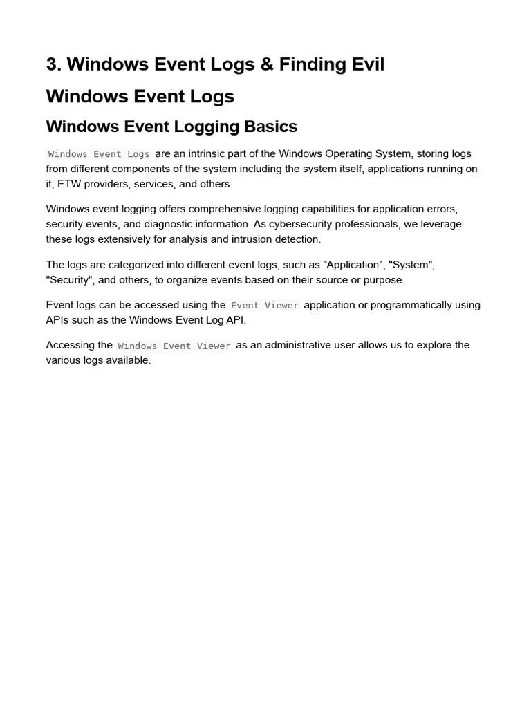Windows Event Logs & Finding Evil | PDF | Malware | Antivirus Software