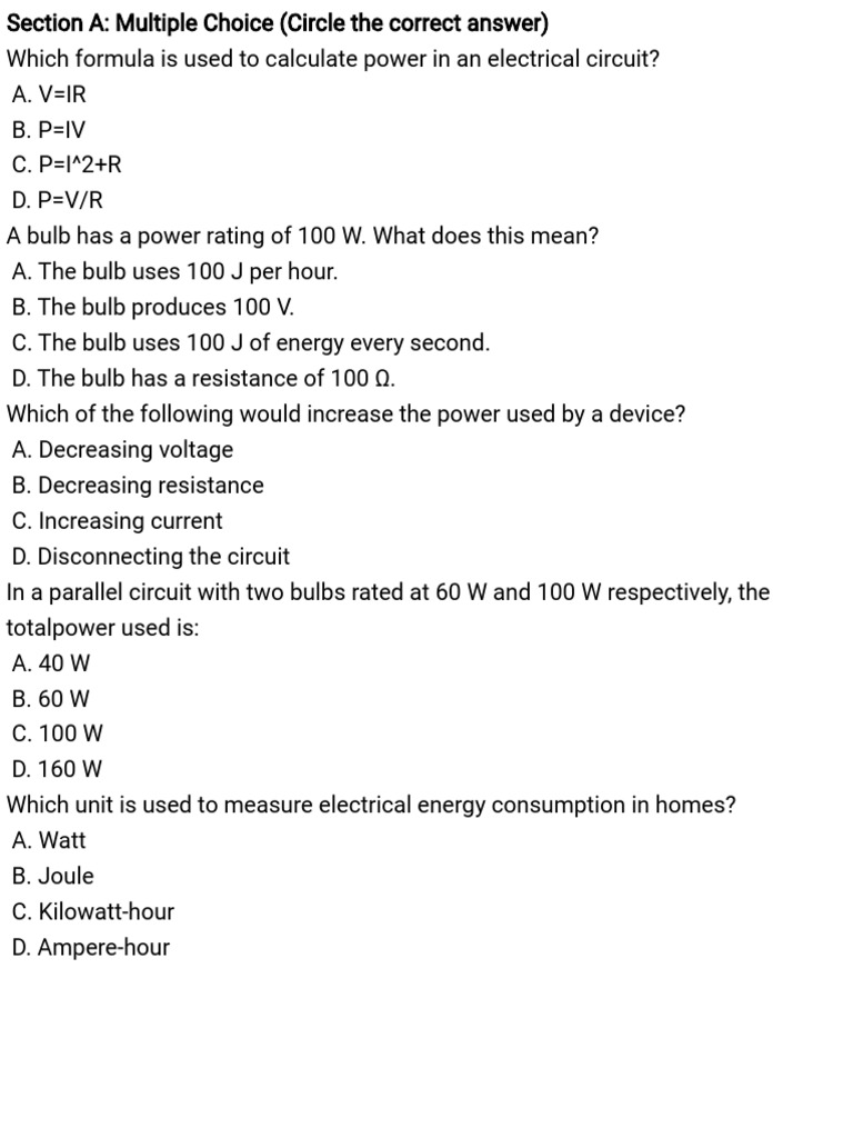 Power Rating Worksheet | PDF