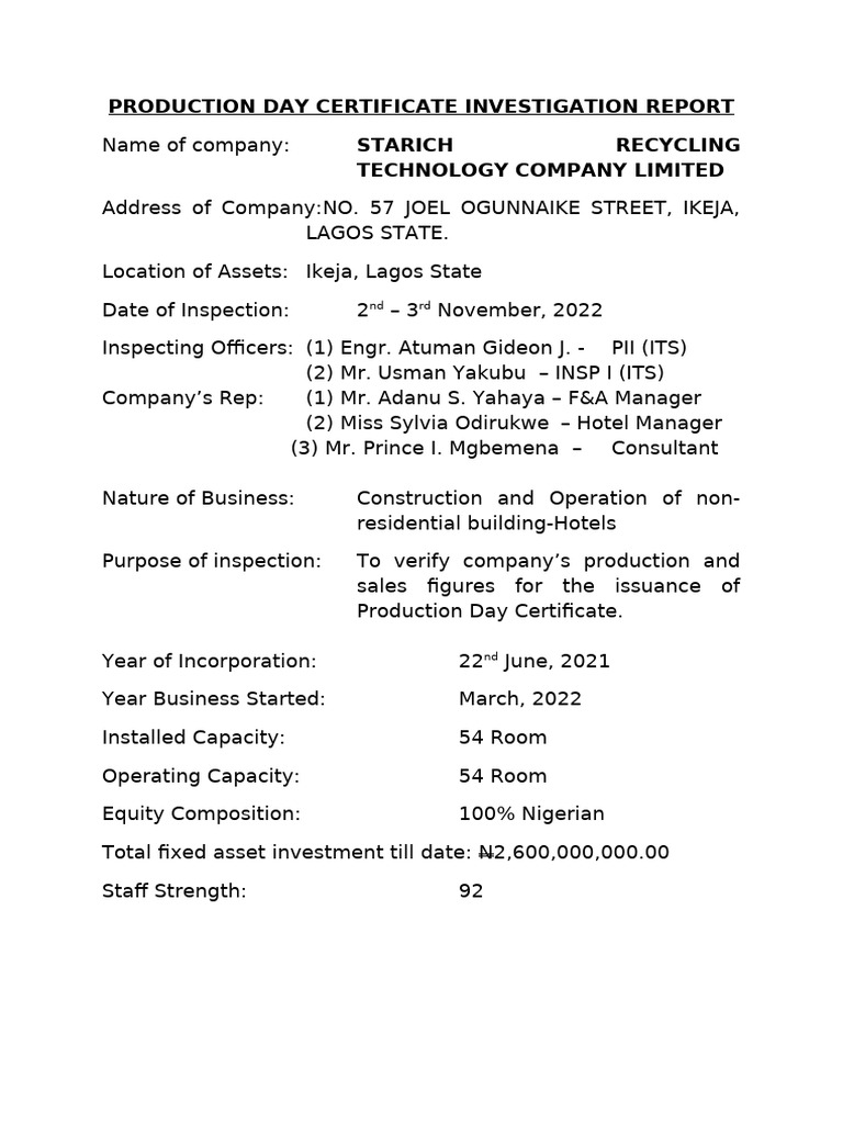 Starich Recycling Techco Report | PDF