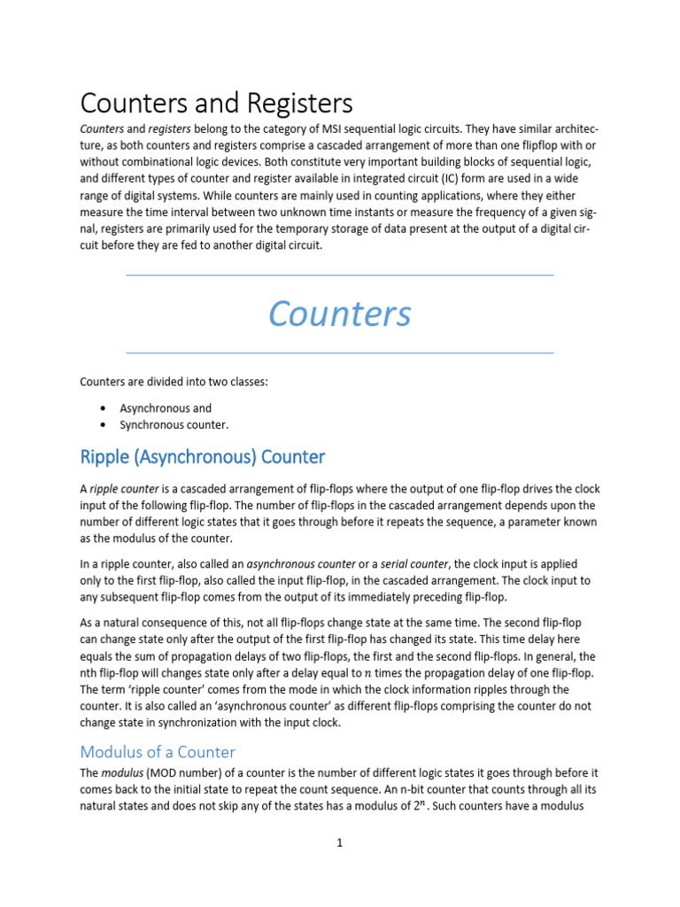 Counters and Registers-1 | PDF | Digital Technology | Computer Engineering