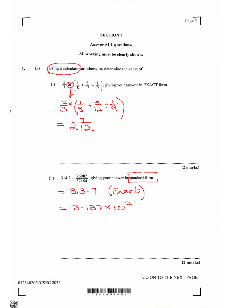 Partial Solution Jan 2025 Math Csec | PDF