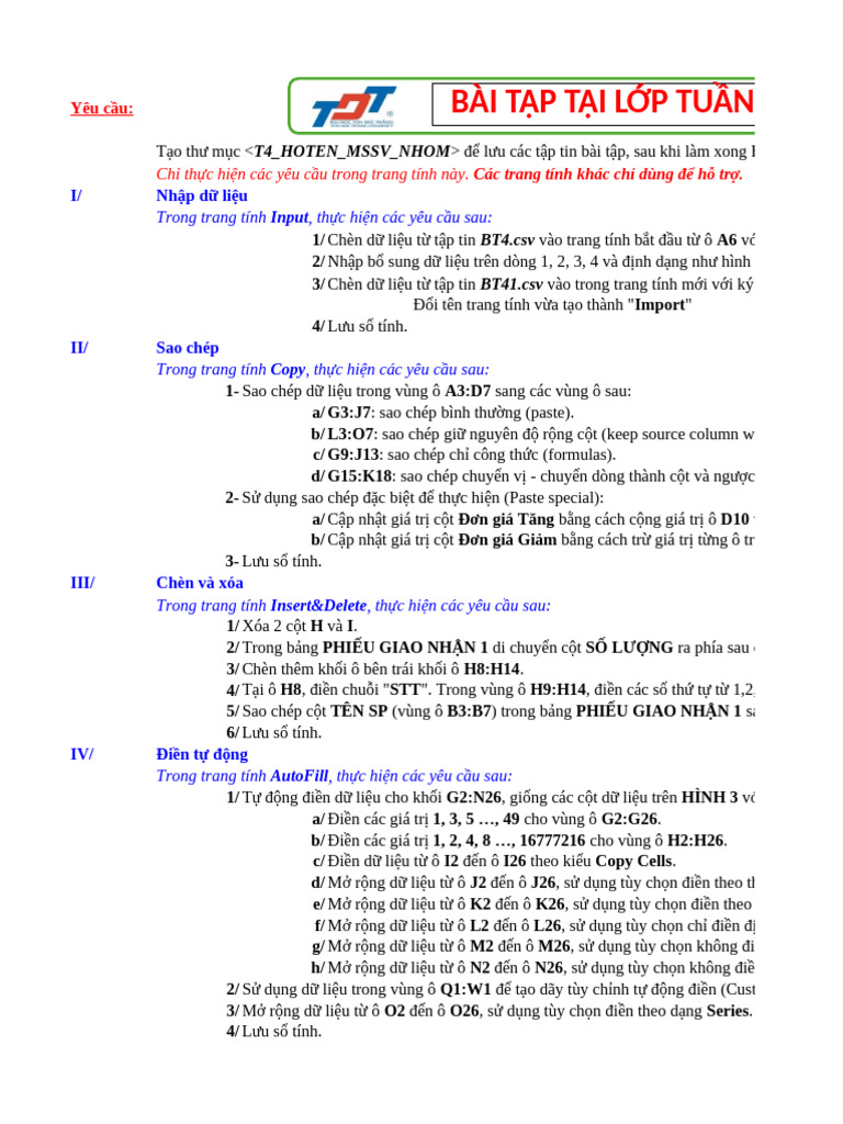 Bai Tap Tai Lop Tuan 4 | PDF