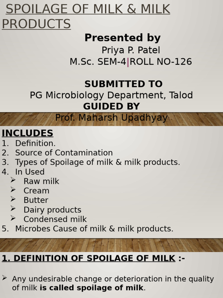 Milk Spoilage: Causes and Microbes | PDF | Milk | Dairy