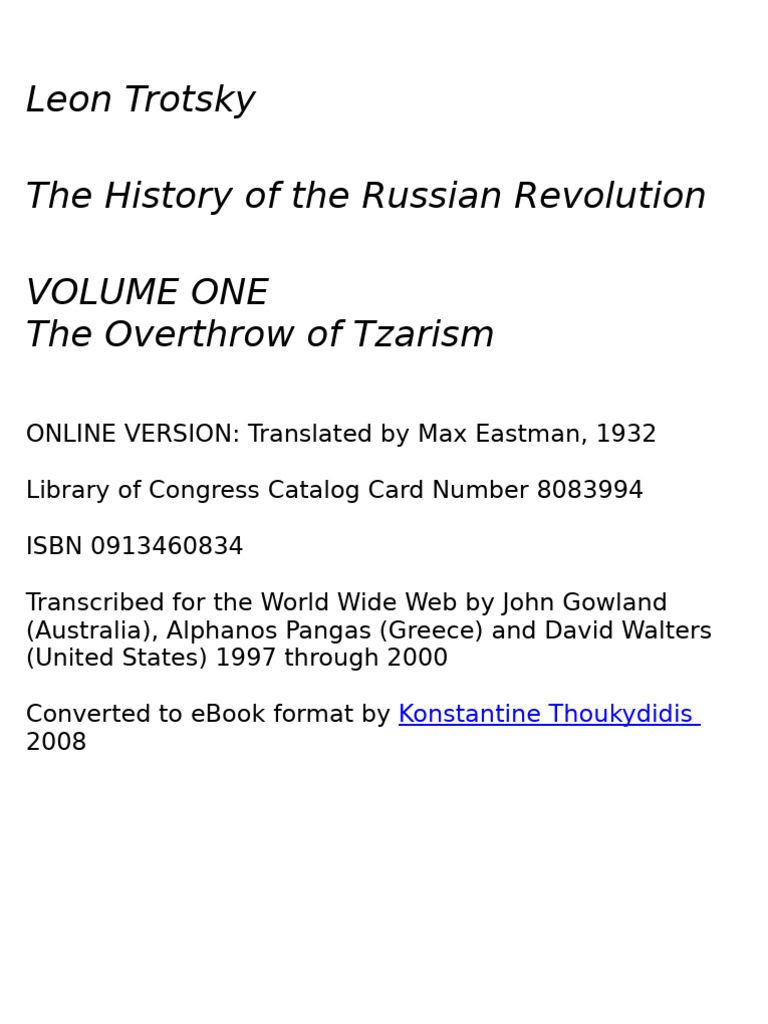 History of The Russian Revolution Vol 1 Trotsky | PDF | Russian Empire ...