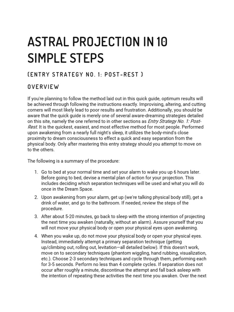 Astral Projection in 10 Simple Steps | PDF | Sleep | Dream