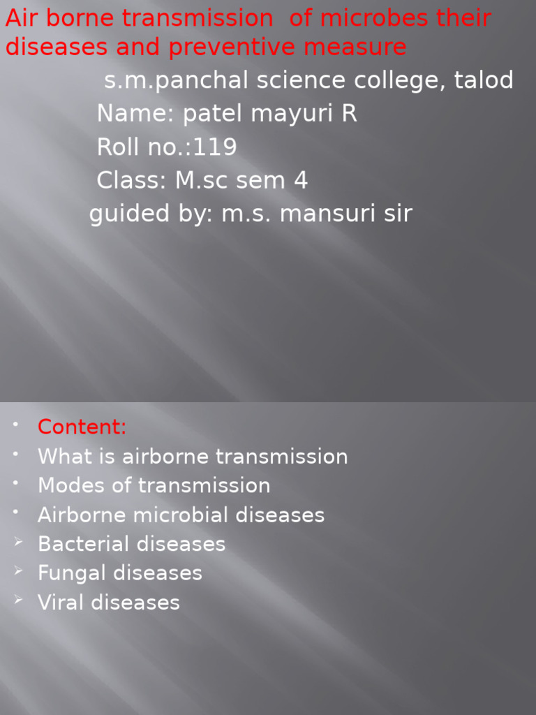 Airborne Disease Transmission Overview | PDF | Common Cold | Pneumonia
