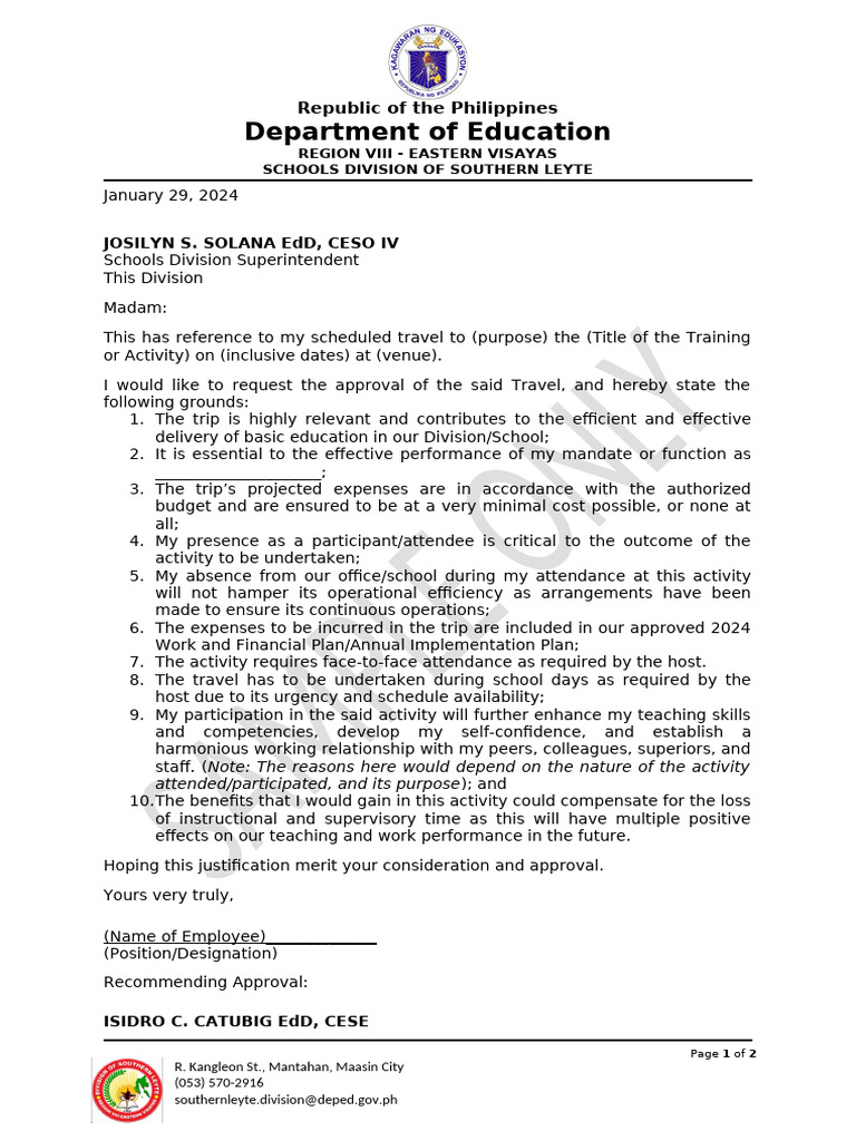 Travel Approval Request for Training | PDF