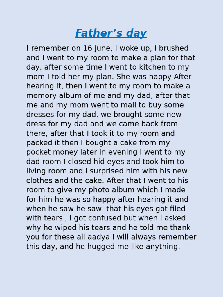 Story FATHER'S DAY by Aadya | PDF