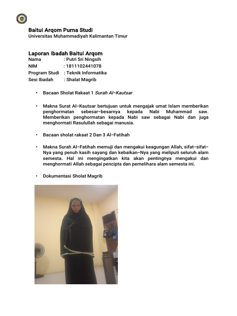 Laporan Ibadah Putri Sri Ningsih | PDF