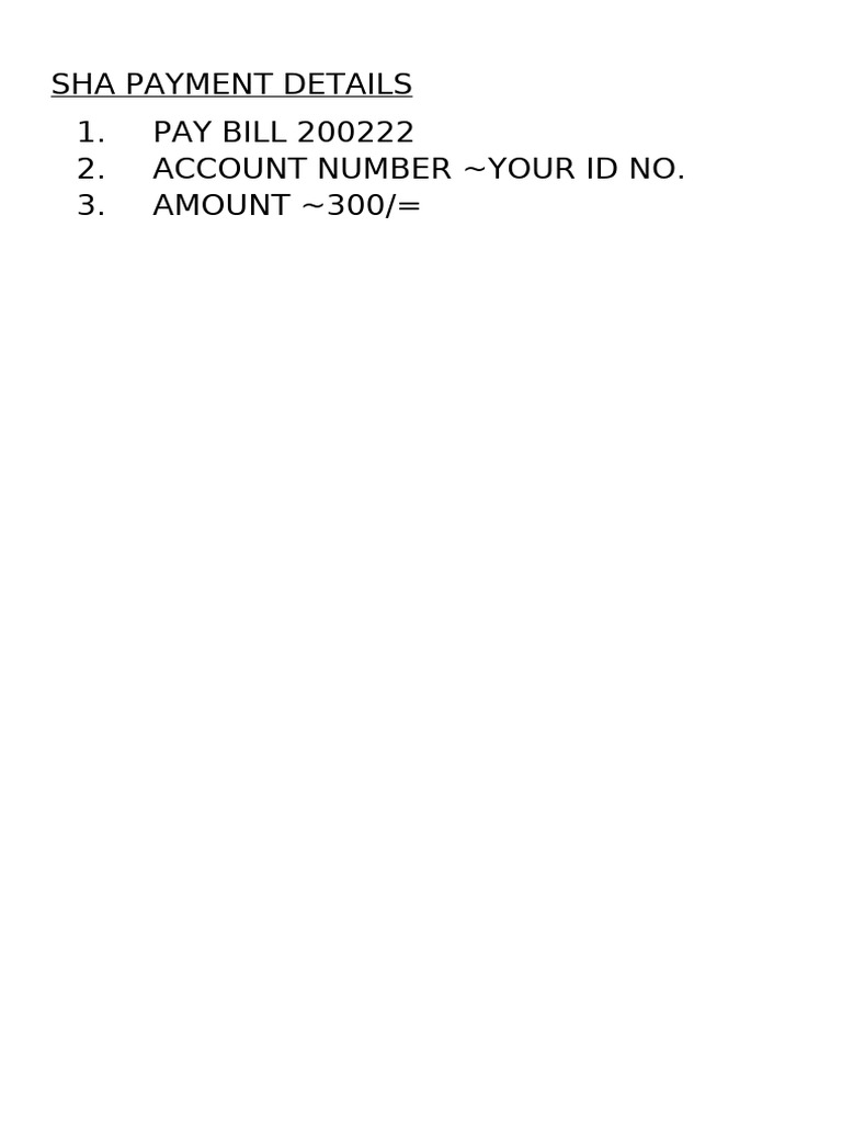 Sha Payment Details | PDF
