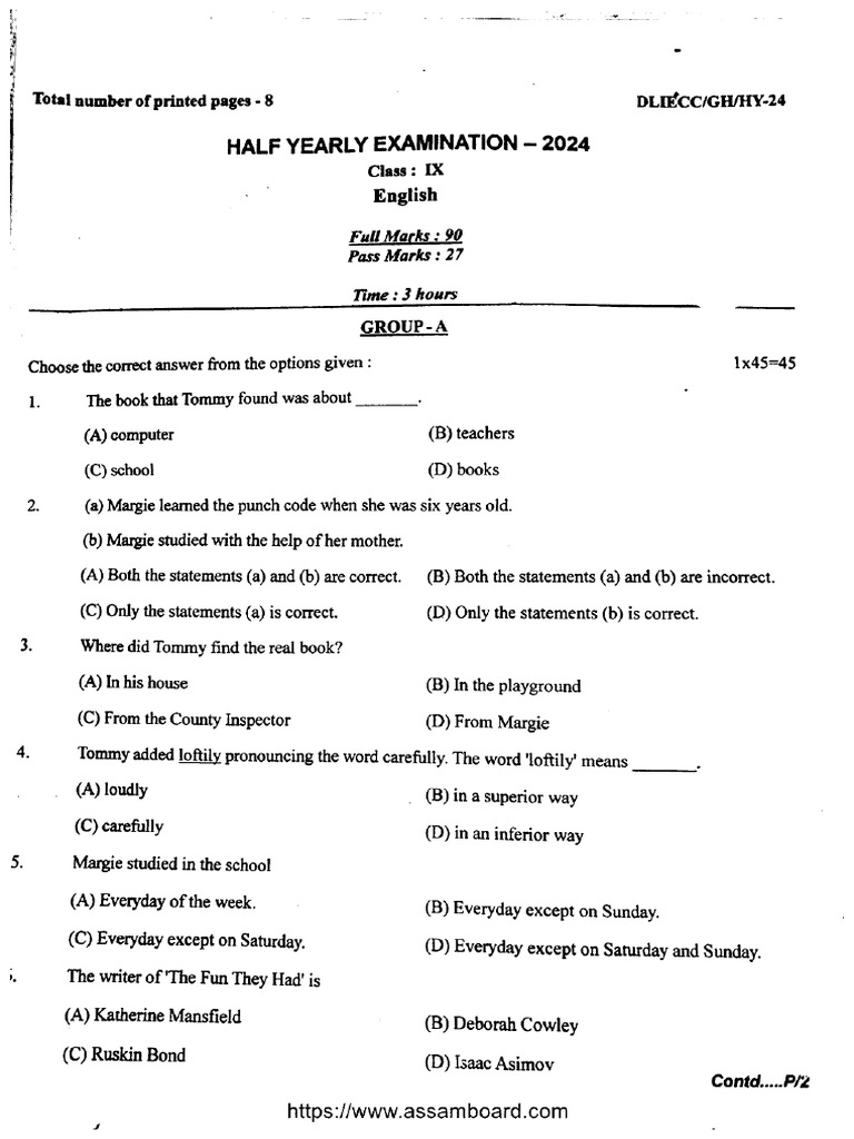 Class 9 Hy English 161124 2024 | PDF