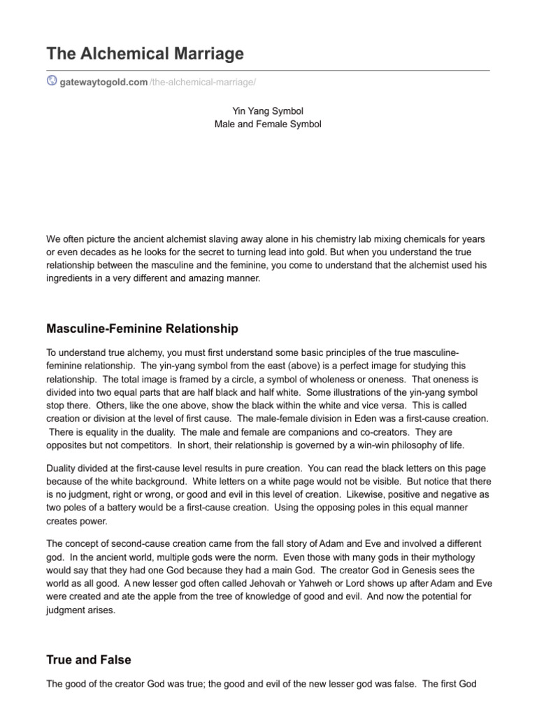 The Alchemical Marriage | PDF | Alchemy | Yin And Yang