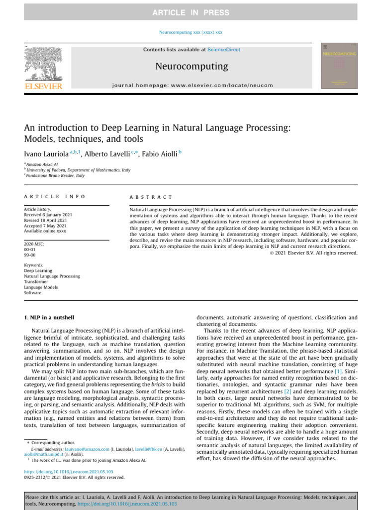 Deep Learning in NLP: Techniques & Tools | PDF | Applied Mathematics ...