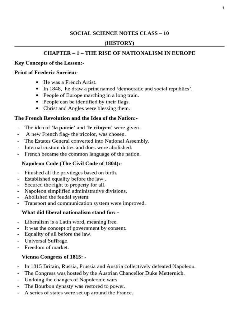 Nationalism in Europe and India Notes | PDF | River | Agriculture