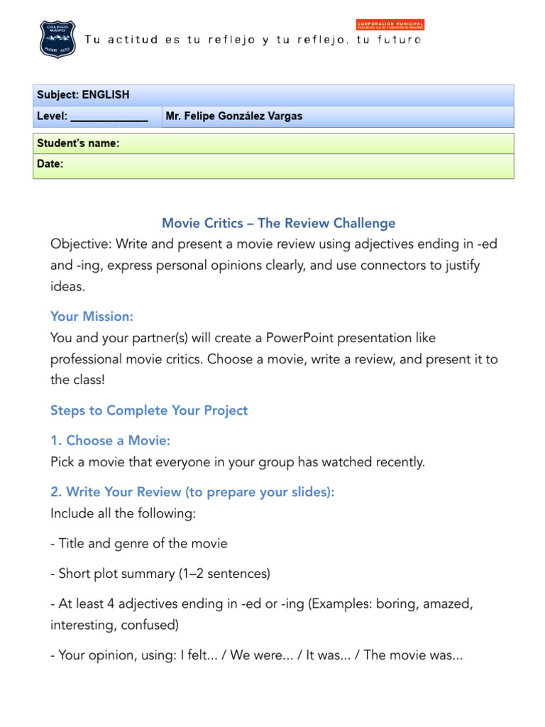 Movie Critics Review Challenge Handout | PDF