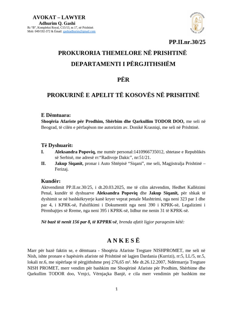 Ankes Apel Per Doniken Prokurori Apelit | PDF