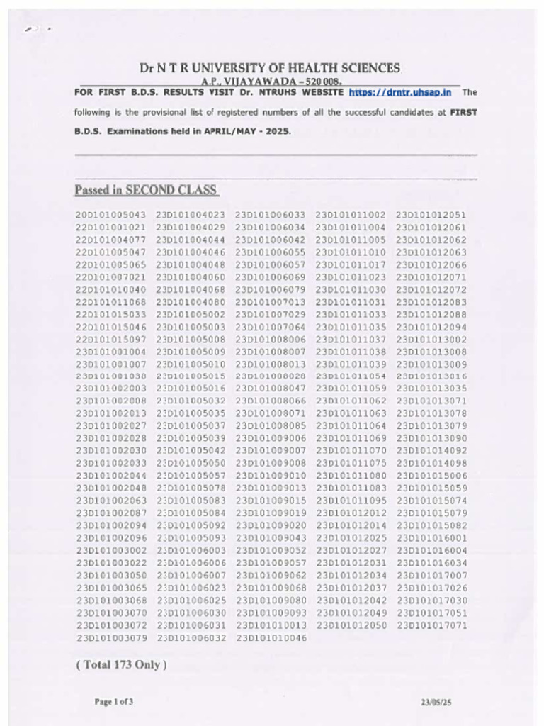 Bds - First Year - April - 2025 | PDF