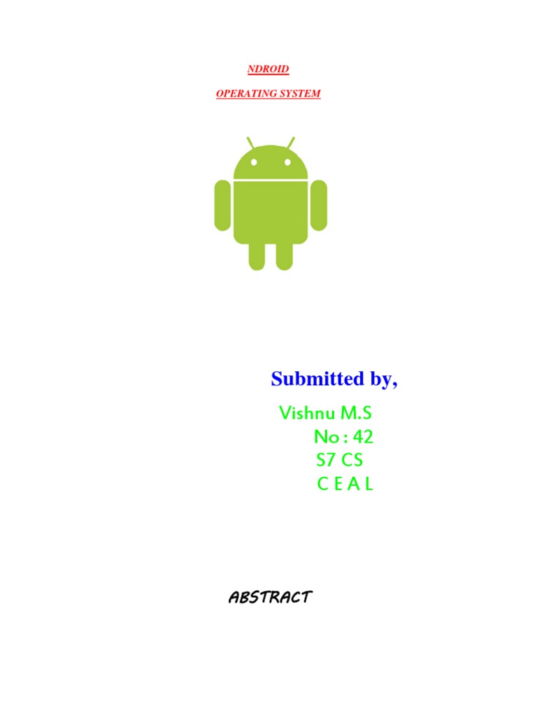 Submitted By,: Vishnu M.S No: 42 S7 Cs Ceal | PDF | Android (Operating System) | Java ...