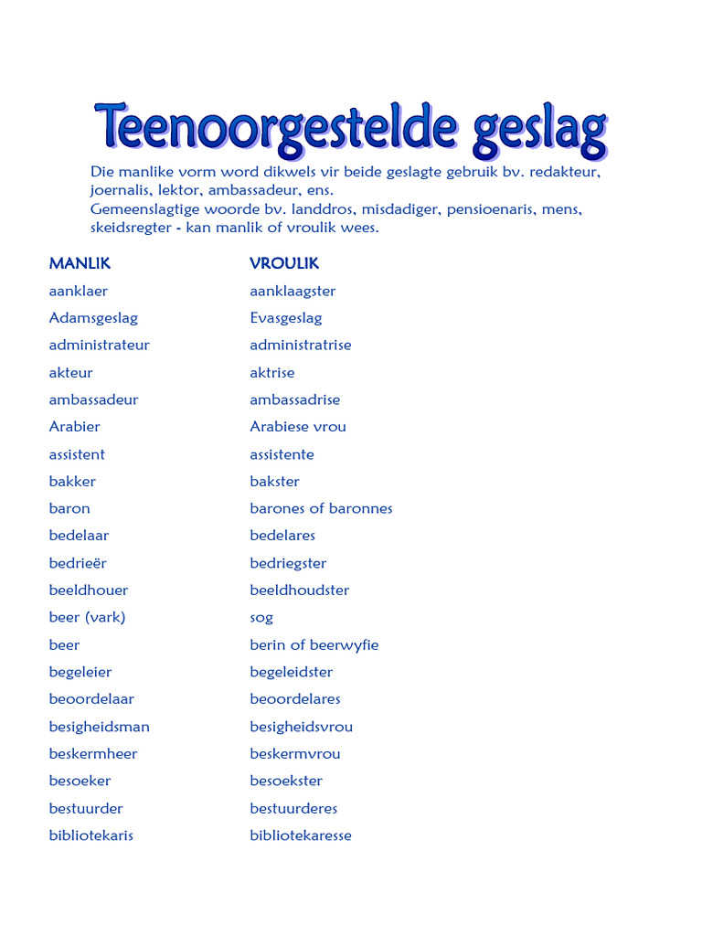 Teenoorgestelde Geslag | PDF