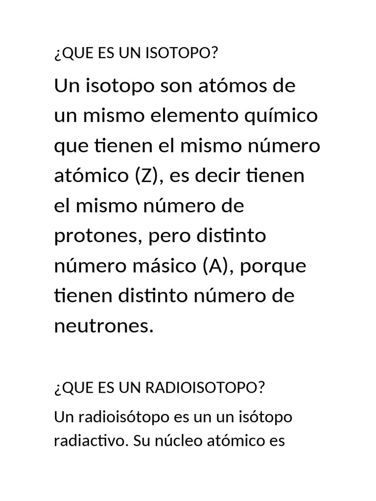 Que Es Un Isotopo | PDF | Desintegración radioactiva | Isótopo
