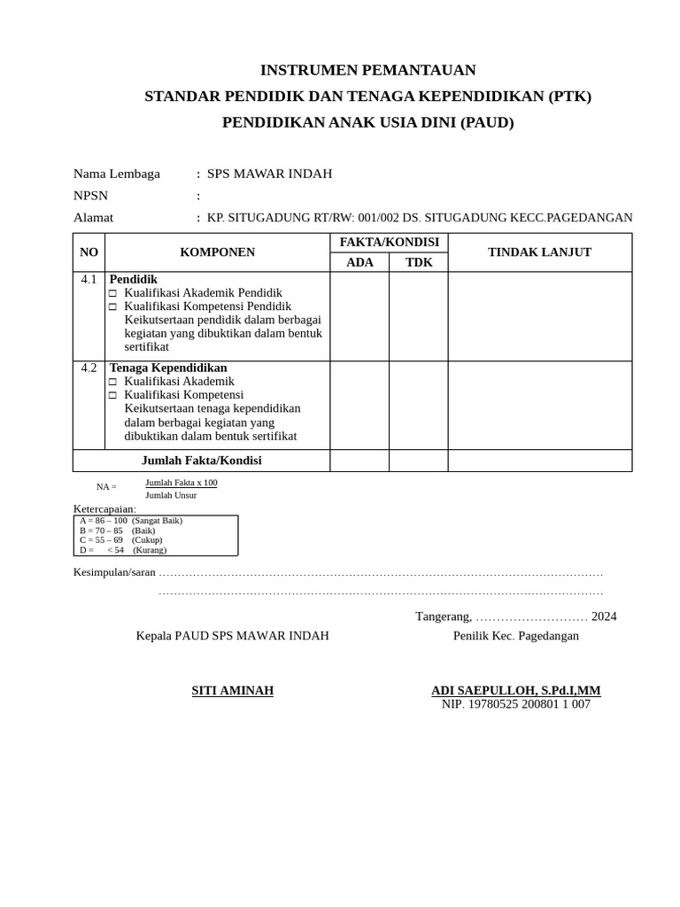 Bu Ade Standar PTK | PDF