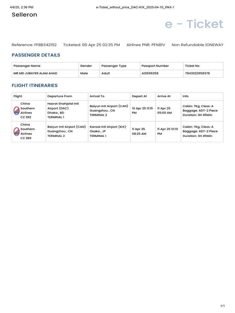 E Ticket | PDF