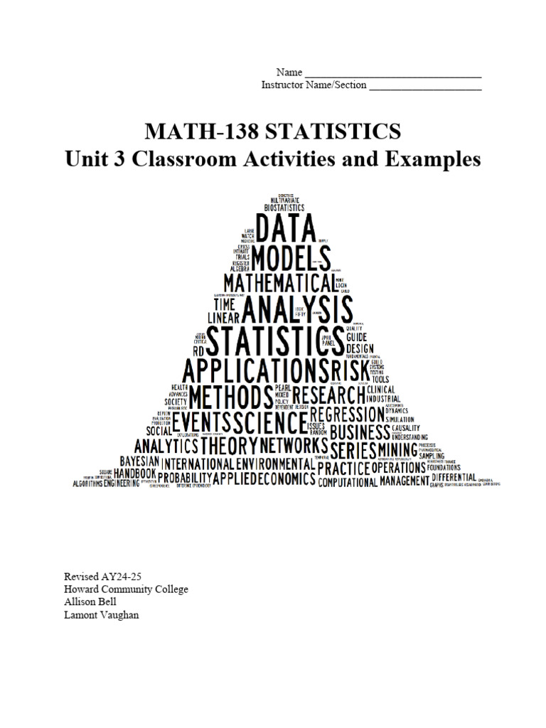 Math-138 Unit 3 Packet Fall 2024 (Canvas) | PDF | Chi Squared Test ...