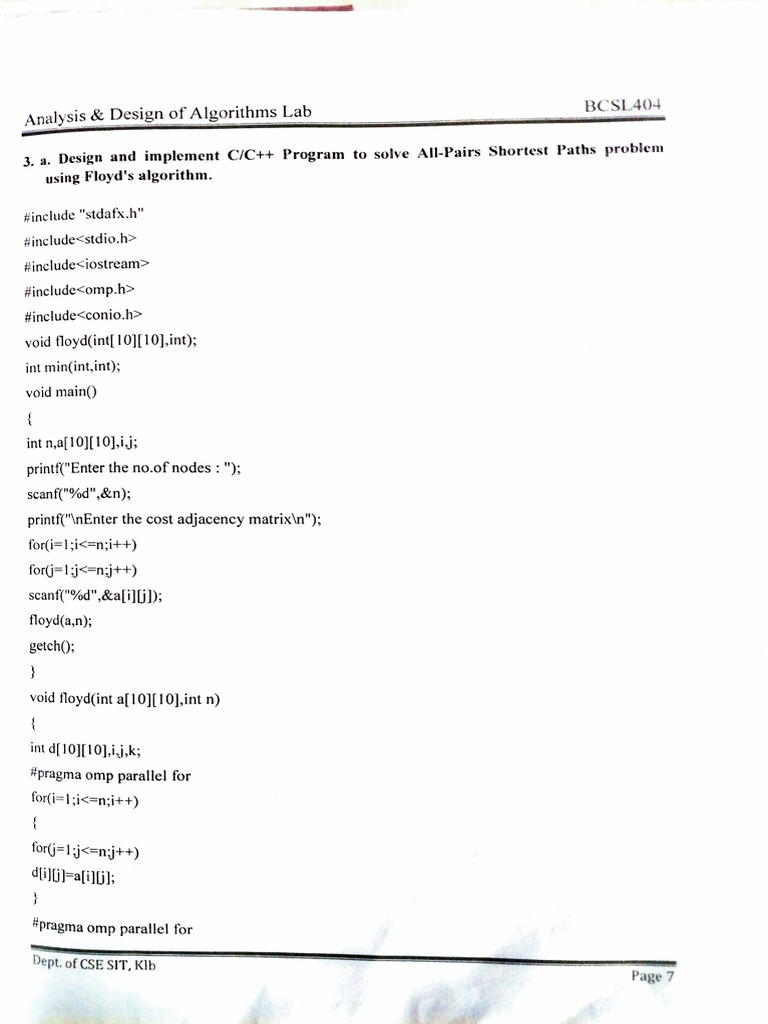 Ada Lab Manual 4th Sem Vtu 2022 Schemes. | PDF