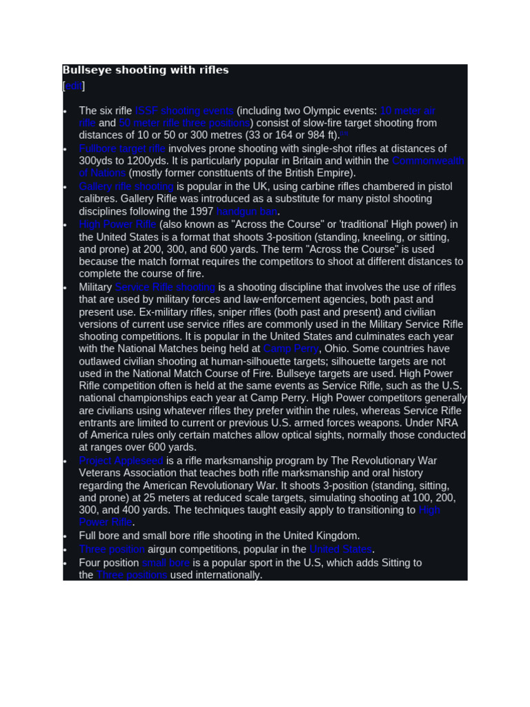 Bullseye Shooting With Rifles | PDF | Projectile Weapons | Firearms