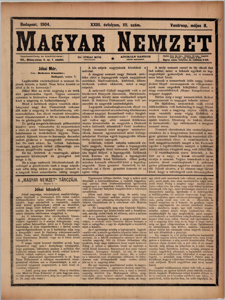 Magyar Nemzet, 1904. Május 8. | PDF