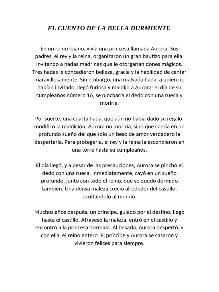 La bella durmiente, cuento corto, | PDF