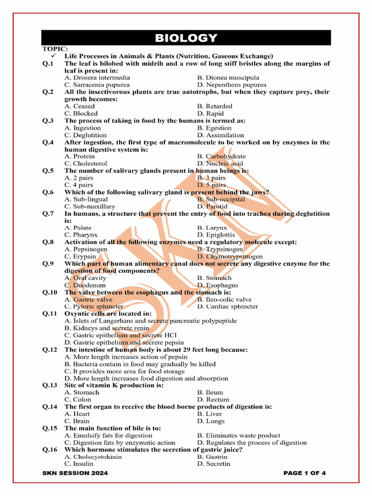 Kips Reconduct Session 2024 Biology Unit - 06 | PDF