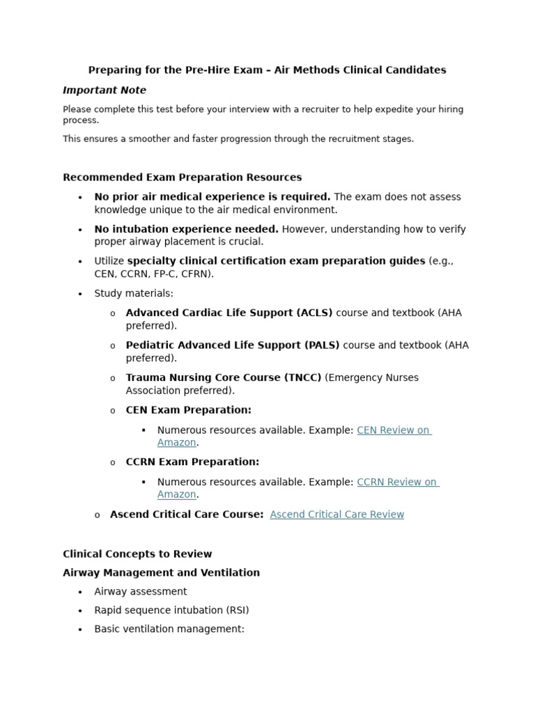 Pre-Hire Exam Guide | PDF