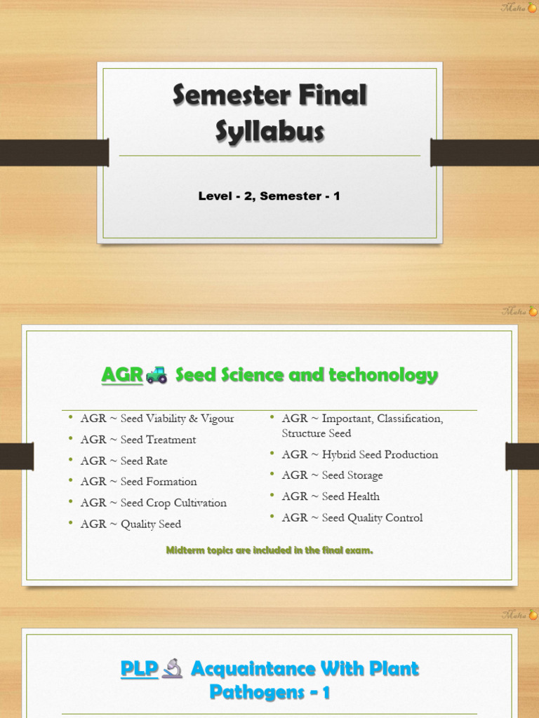 Semester Final Sylllabus | PDF | Seed | Botany