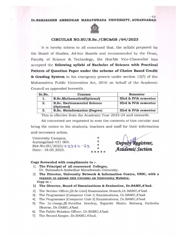 RB SC EnviSci Optional IIndyr Sem III IV 23 24 | PDF