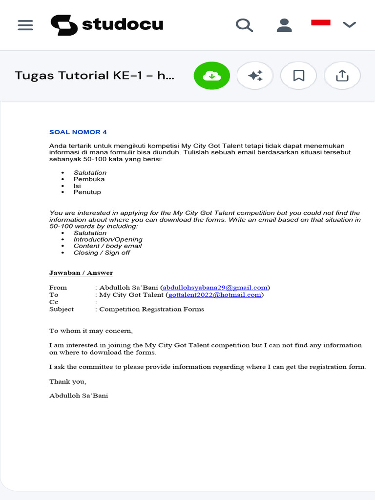 Tugas Tutorial KE-1 - HCGFHFJH - TUGAS TUTORIAL KE - SOAL NO. 1 Bacalah Percakapan Di Bawah Ini ...
