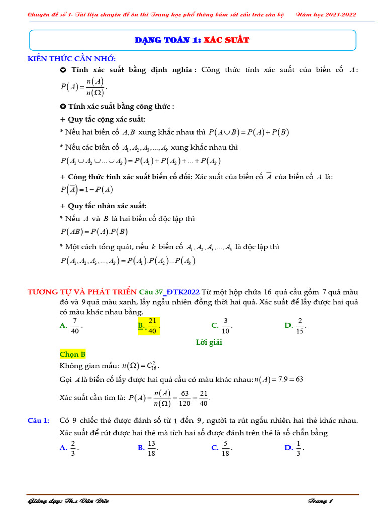 CD23 Câu-37 Xác-Suất de | PDF