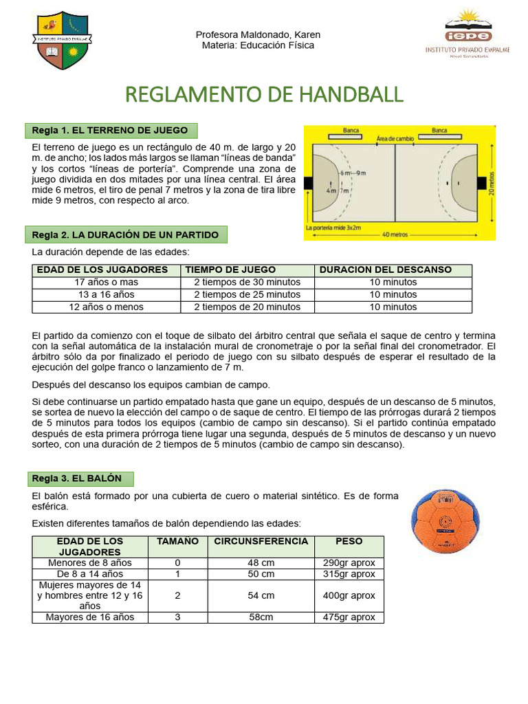 Reglamento de Handball | PDF | Deportes | Reglas y regulaciones deportivas