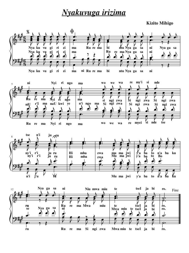 Nyakuvuga Irizima - Harmn - Kizito Mihigo | PDF