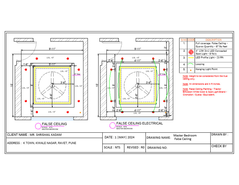 False Ceiling Layout - Master Bedroom | PDF