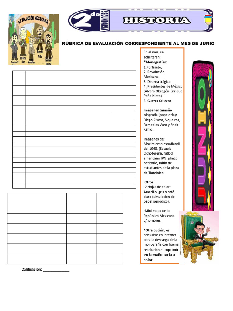 Historia 2 - R-Brica de Evaluaci-N Junio - 2024-2025 | PDF | México