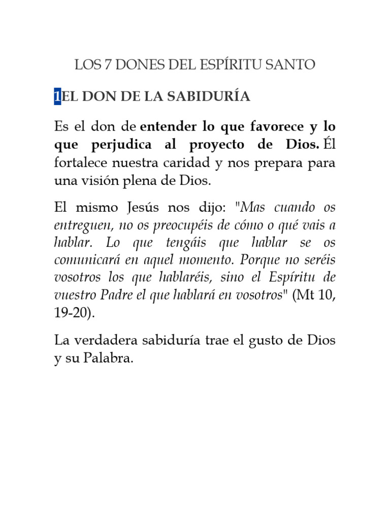Los 7 Dones Del Espíritu Santo | PDF | espíritu Santo | Dios